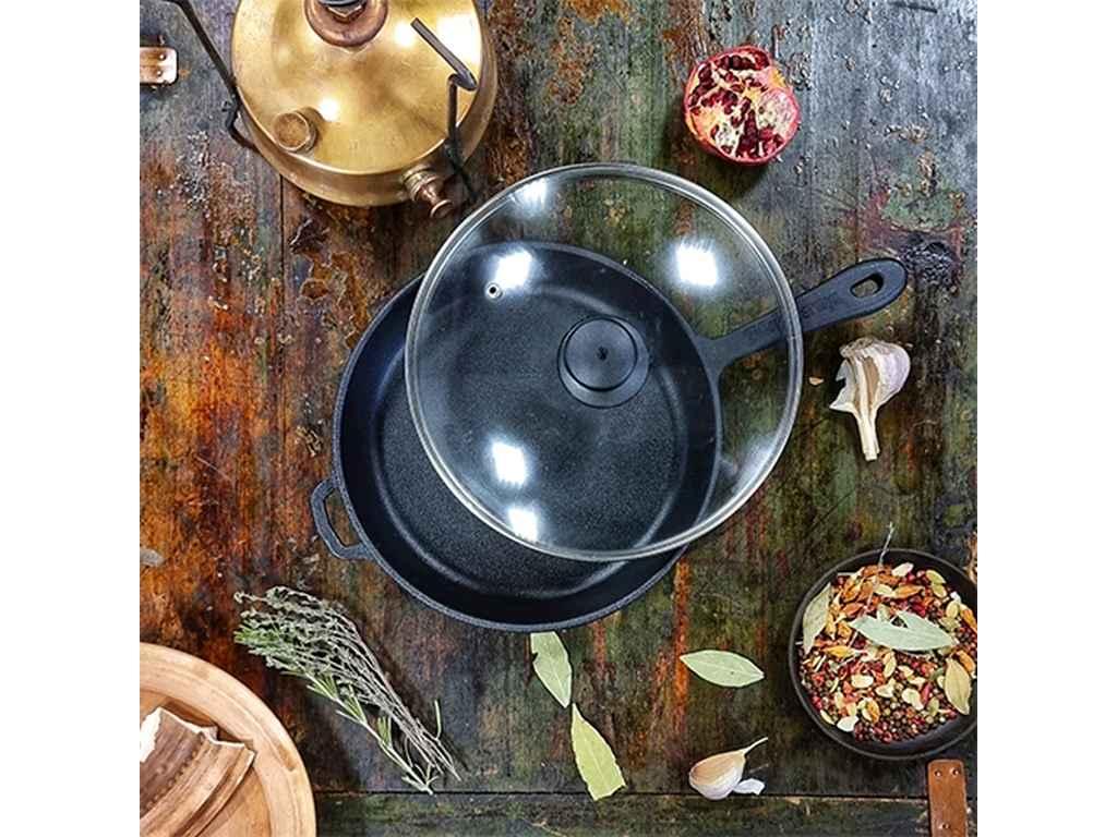 Сковорода Чавунна Лита 20х4см Зі Склян. Кришк. Т2011С3 ТМ SNT — Купить ...