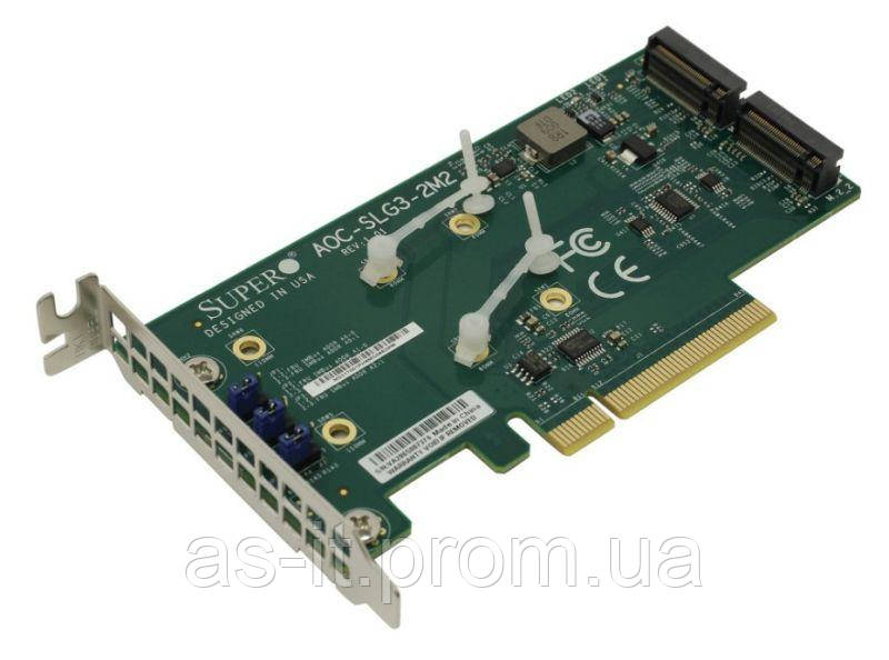 БУ Контролер Supermicro PCIe x8, 2x SSD m.2 NVMe (AOC-SLG3-2M2) низький ...