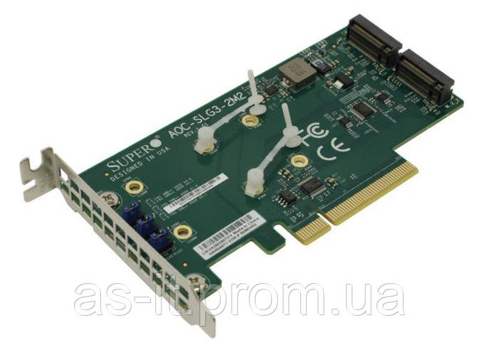 БУ Контролер Supermicro PCIe x8, 2x SSD m.2 NVMe (AOC-SLG3-2M2) низький ...