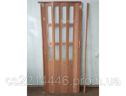 Купить Дверь гармошка пластиковая полуостекленная, № 5 Ольха,глянцевая ...