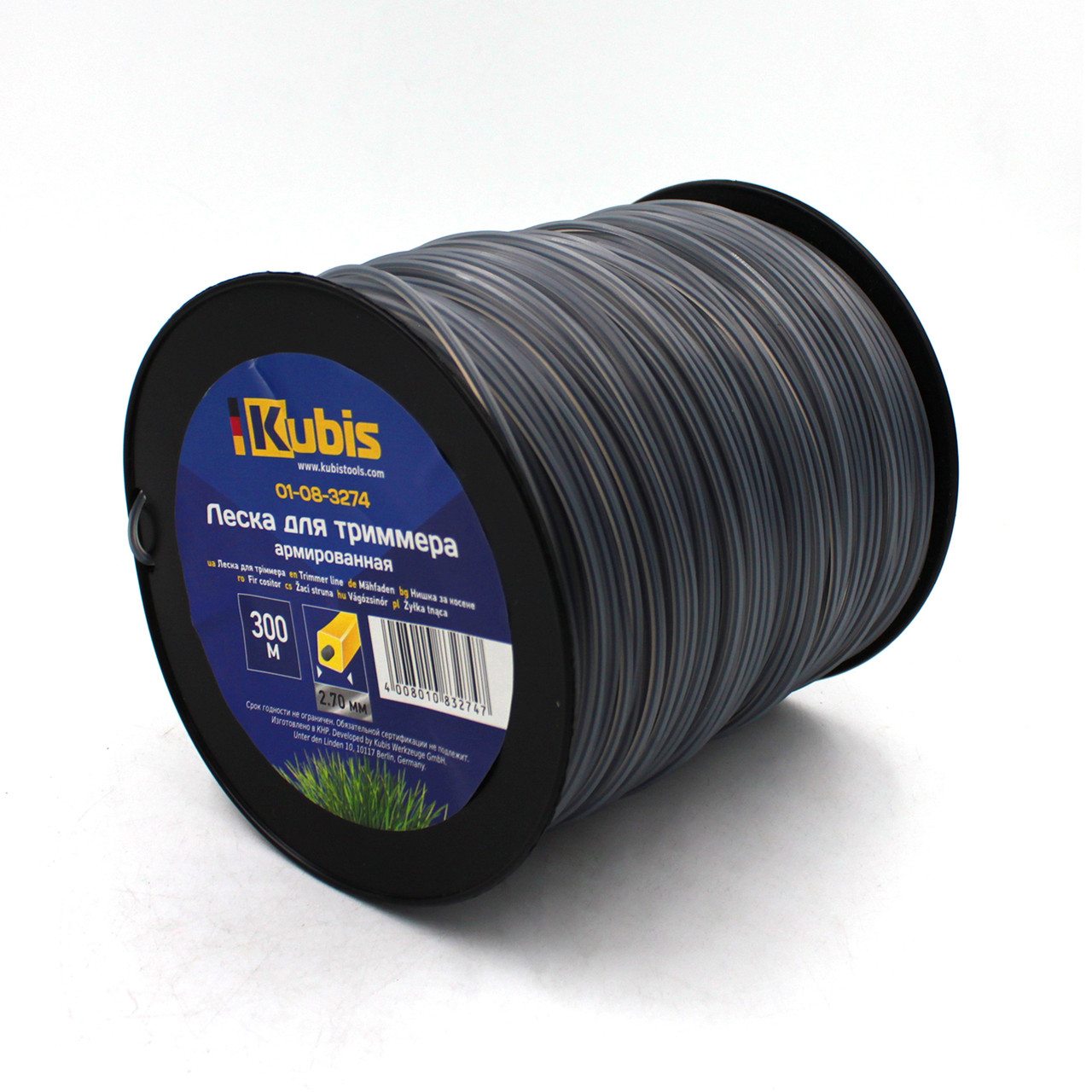 Купить Леска для триммера армированная 2.70 мм*300 м, "квадрат" Kubis ...