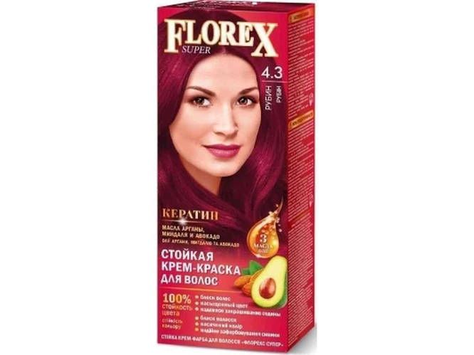 Купить Крем-фарба Рубін д/волосся КЕРАТИН 4.3 ТМ Florex, цена 69 ...
