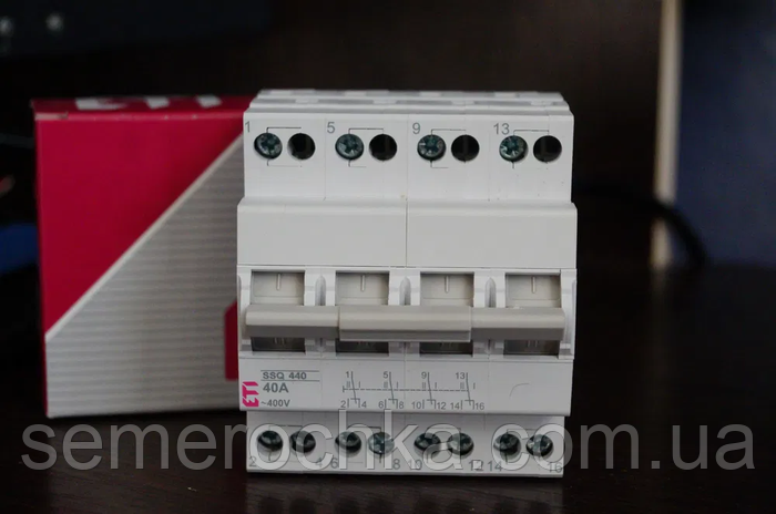 Перемикач ETI SSQ440 4P на 40 А модульний, введення резерву ...