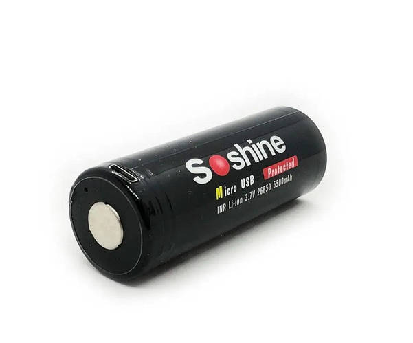 Акумулятор Soshine 26650 3.7V 5500mah Li-Ion з контролером і з зарядкою від micro-USB (ID ...