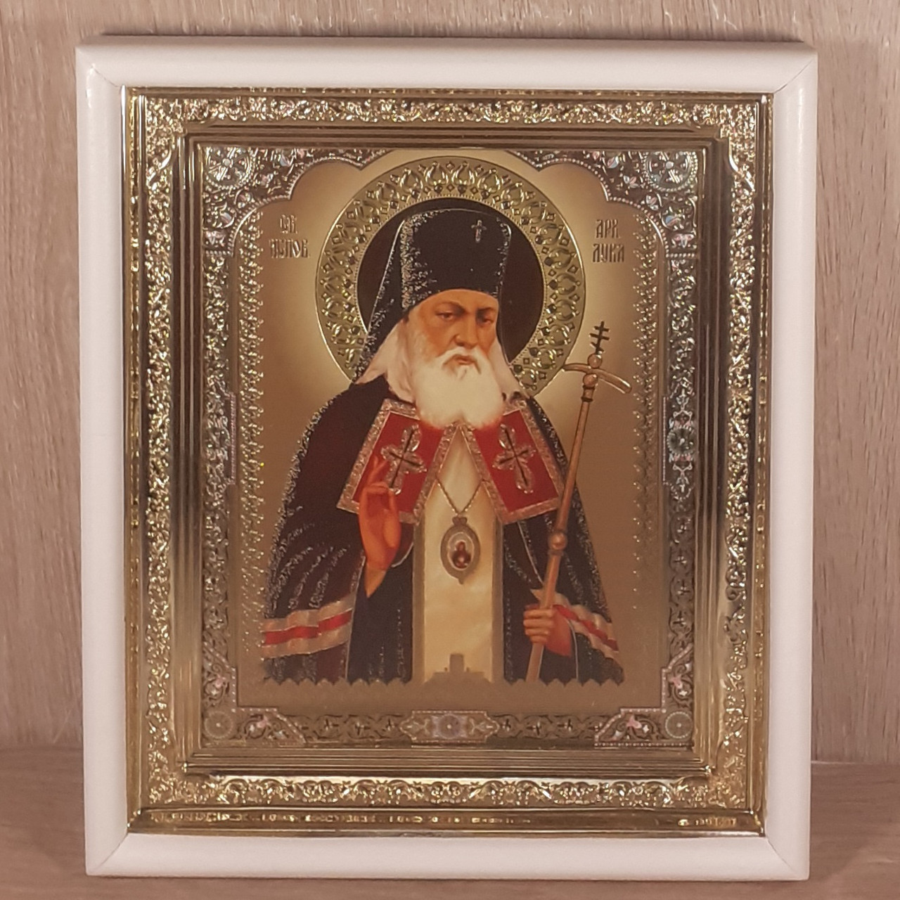 Икона Лука святой Архиепископ Крымский, лик 15х18 см, в белом прямом ...