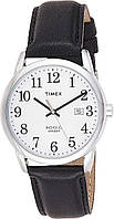 Black/Silver-Tone/White Часы Timex Easy Reader с Кожаным Ремешком 38 Мм ...