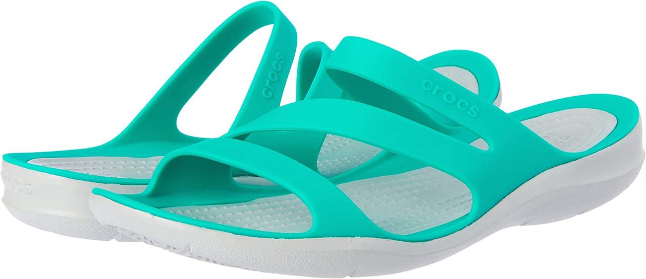 4 Tropical Teal/Light Grey Женские сандалии Crocs Swiftwater, легкие и ...