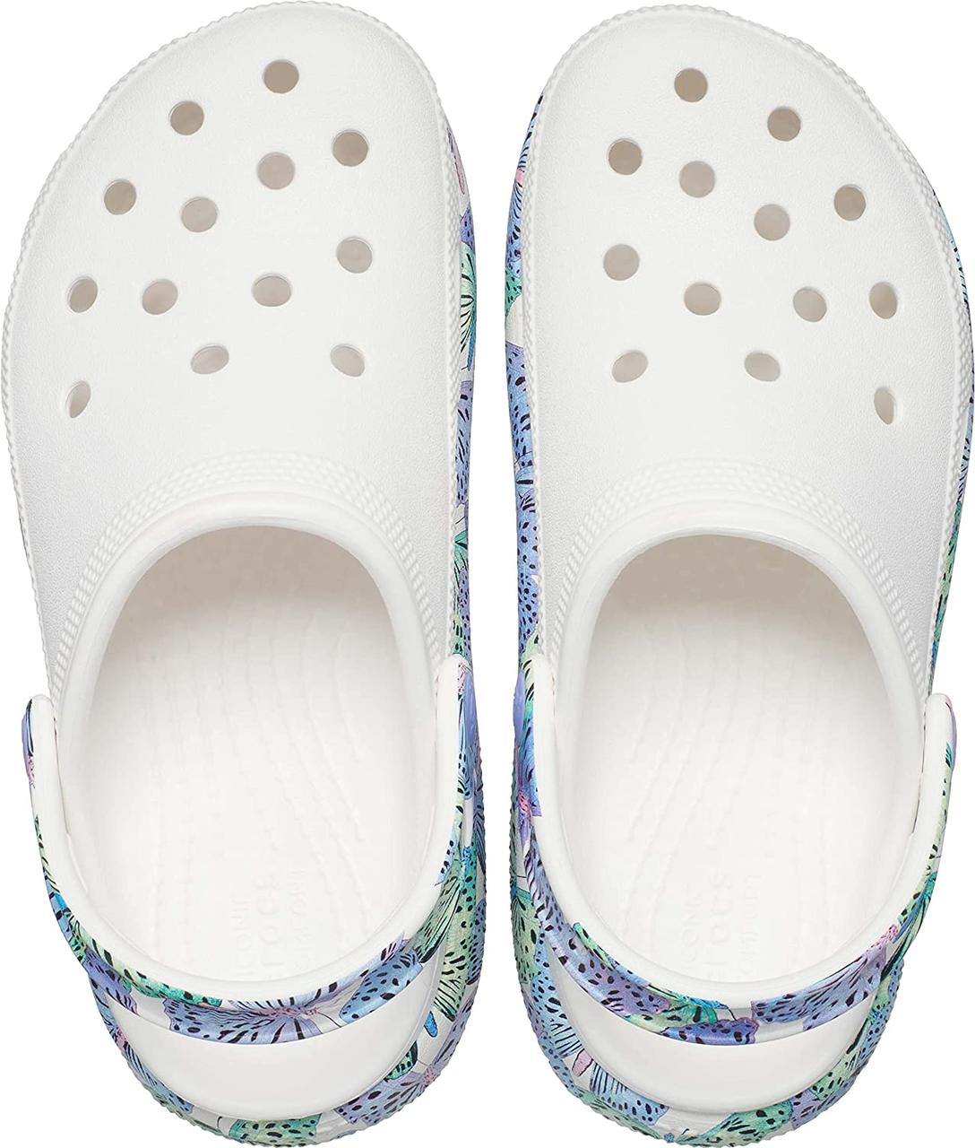4 Women/2 Men White/Multi Crocs Unisex-Adult Classic Crush Clogs ...