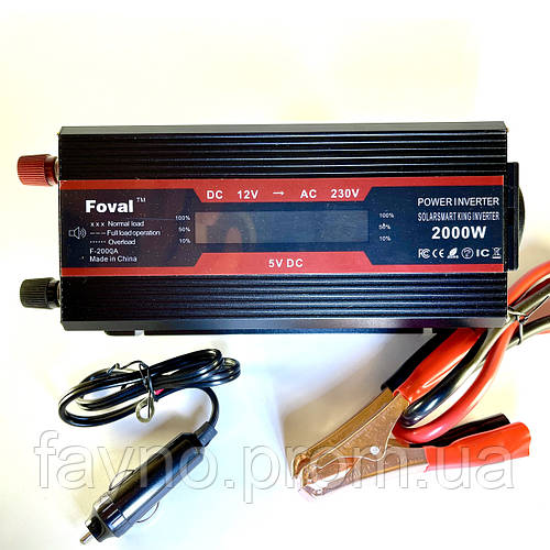 Купити Інвертор (перетворювач напруги) з дисплеєм Foval 2000W/12V/220V ...