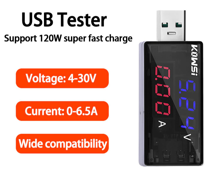 USB-тестер, Напряжения,тока (вольтметр/амперметр) 1 X USB 4-30V 6.5A ...