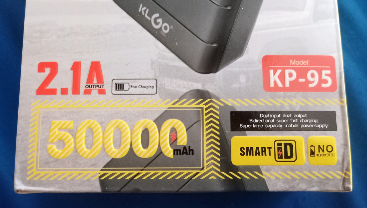 Купить Павербанк 50000mAh Power Bank KLGo KP-95 Зовнішній акумулятор Аварійна Батарея, цена 1785 ...