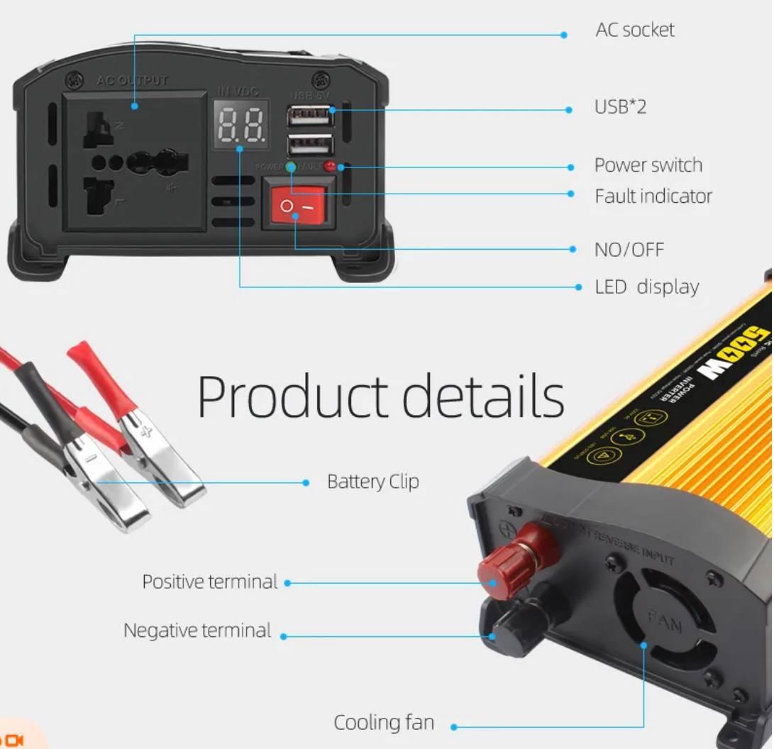 Авто инвертор KS500 Power Inverter KYSUN 12v-220v 500w (ID#1772759739 ...