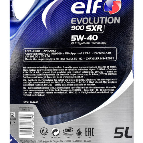 Купити Elf Evolution 900 SXR 5W-40 5 л, (217556) моторна олія, ціна ...