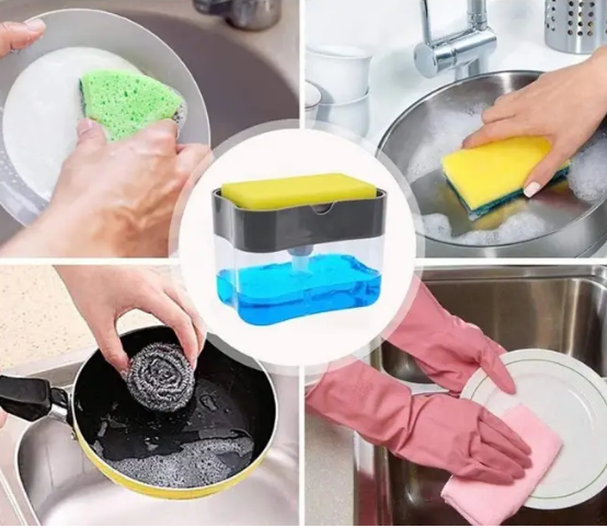 Дозатор моющего средства для мытья посуды на мойку с губкой UKC Sponge ...