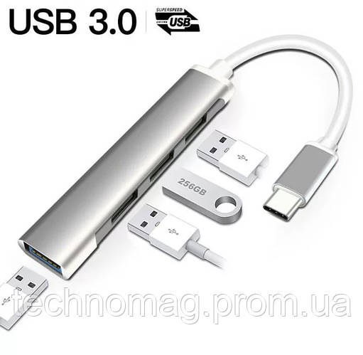 Переходник/Юсб Хаб Usb хаб type-c hub на 4 порта usb 3.0 (ID#1774028153 ...