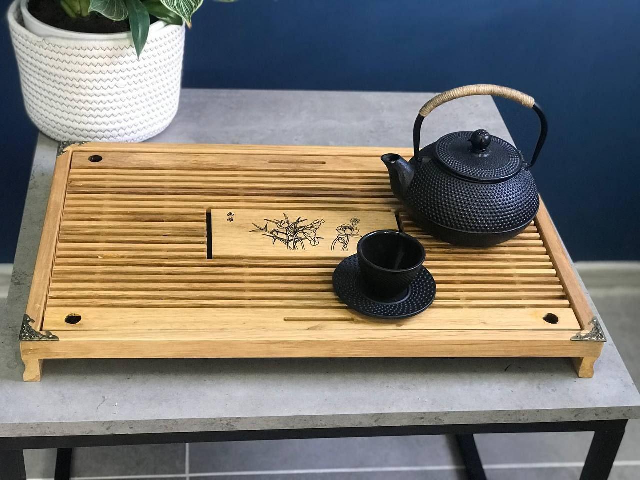 Чайний Столик Чабань Дерево Цяйї 51х34х8см Великий Вишуканий для Чайної Церемонії Прямокутний