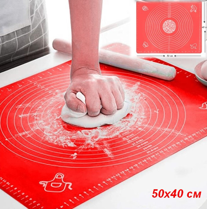 Силиконовый коврик для выпечки и раскатки теста MAT Red 50*40 см (ID ...