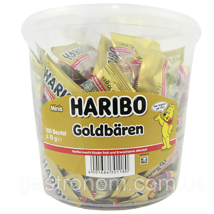 Желейки Харібо ведмедики міні золоті (відро) Haribo goldbaren 100*10g ...