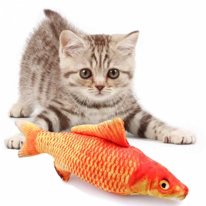 Мягкая Игрушка Рыба Красный Карп 40 См. для Кошек Кота с Кошачьей Мятой ...