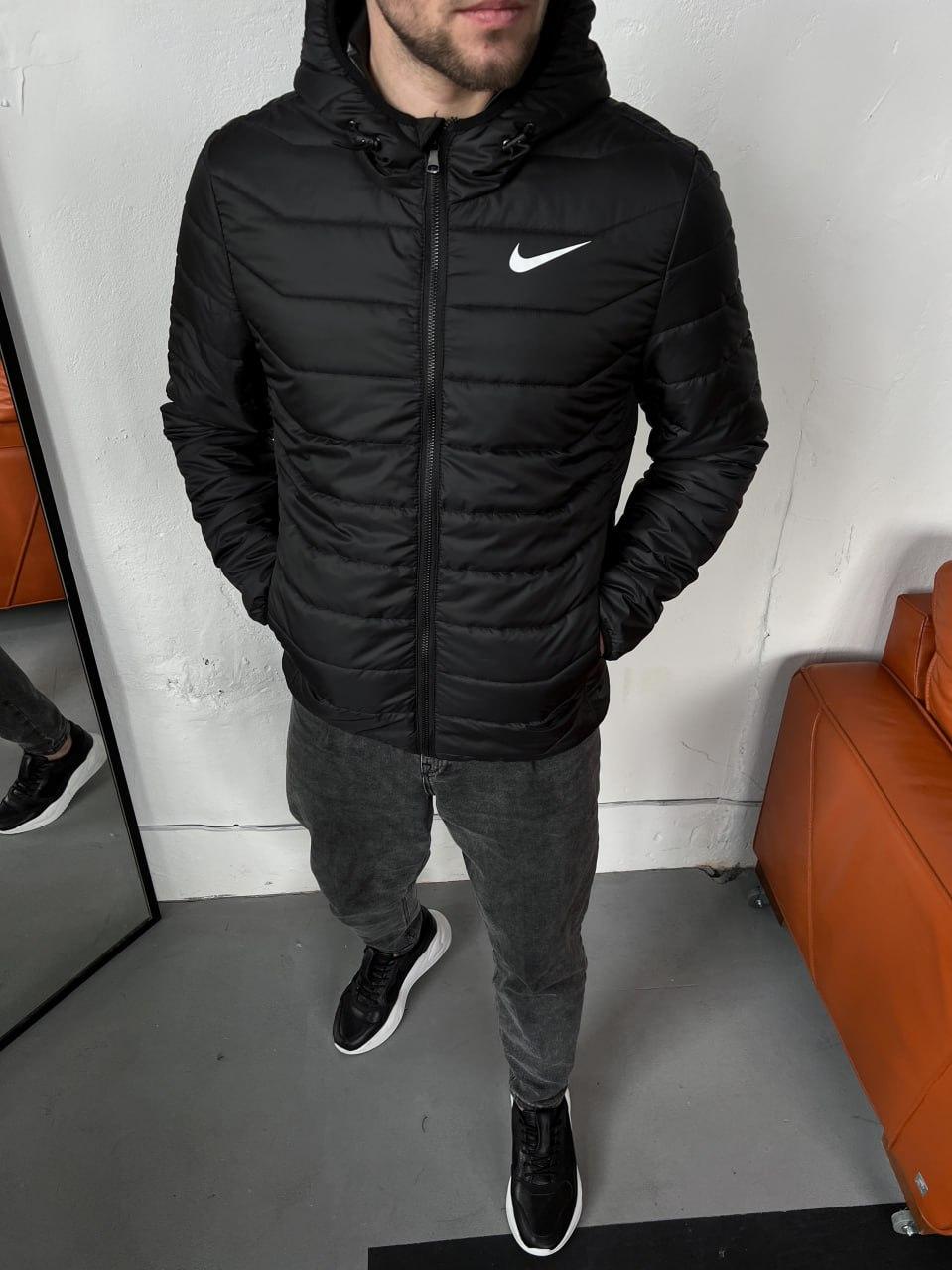 Купить Черная куртка Найк мужская стеганая с карманами Короткая куртка ...