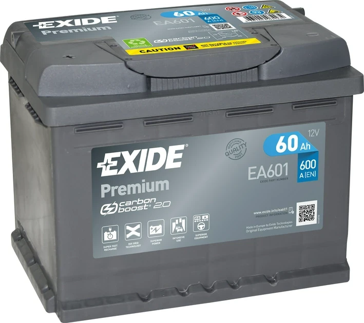 Аккумулятор EXIDE PREMIUM 60Ah (+/-) (600EN) (д242*ш175*в190) — Купить ...