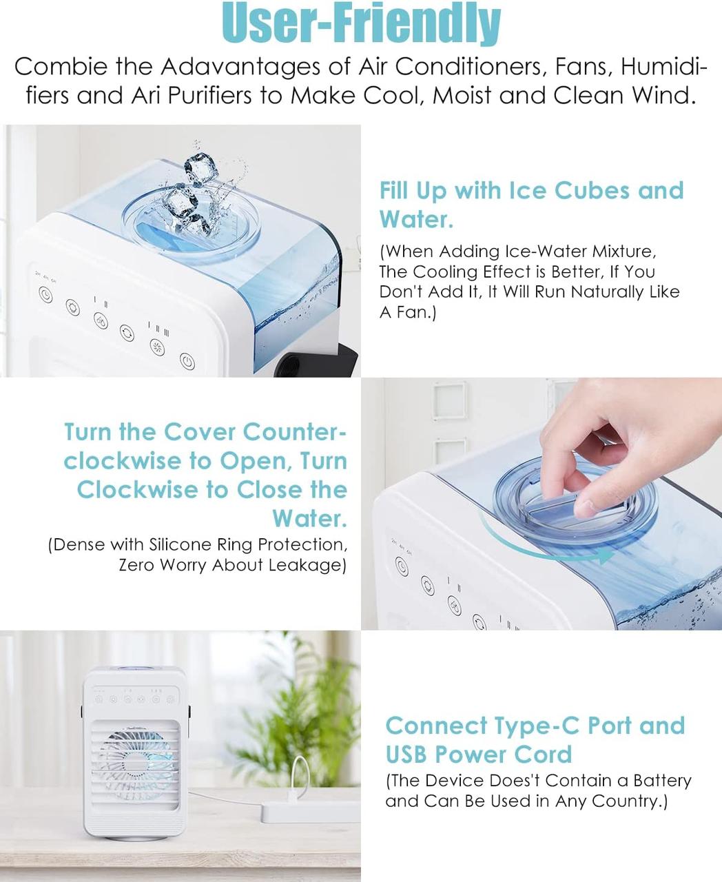 Купити Портативний охолоджувач повітря Manwe мобільний кондиціонер ...