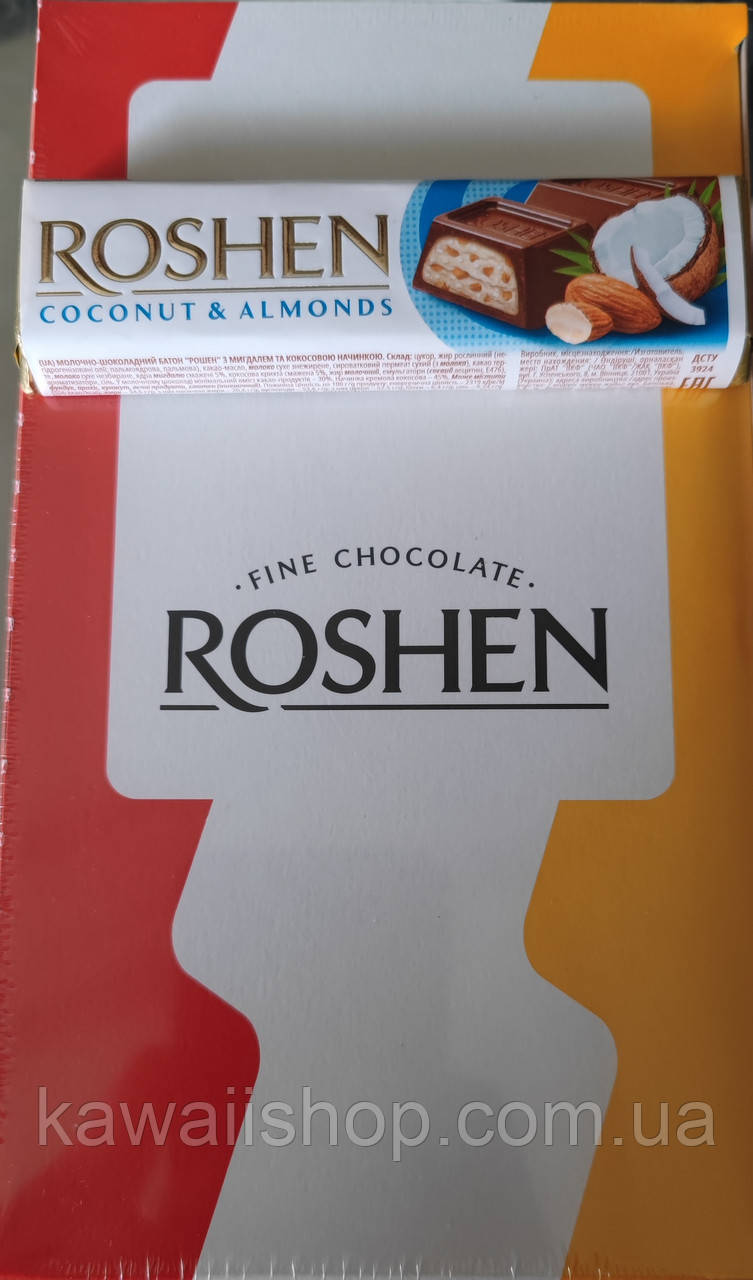Roshen Батончик Рошен молочно-шоколадний з кокосом та мигдалем 38г (ID ...
