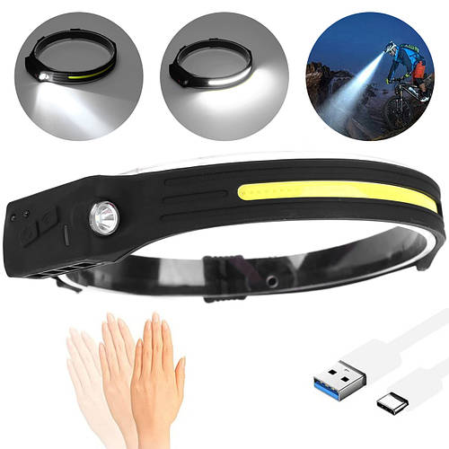 Купить Налобный аккумуляторный фонарь с зарядкой от USB и датчиком ...