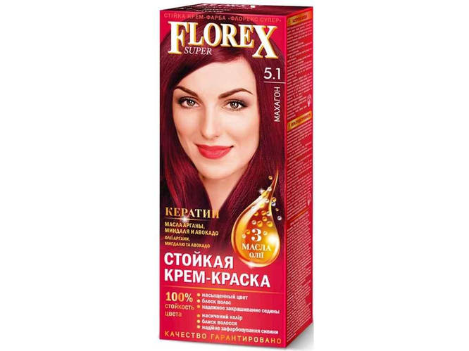 Крем-фарба Махагон д/волосся КЕРАТИН 5.1 ТМ Florex "Lv" (ID#1775590271 ...