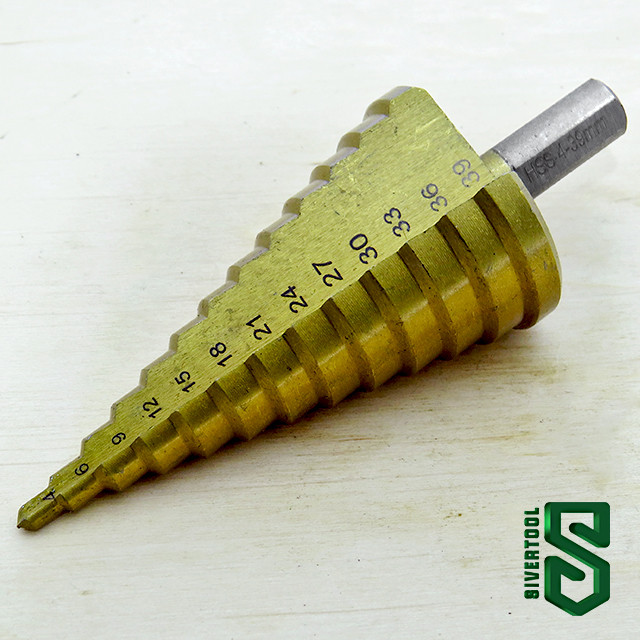 Конусное ступенчатое сверло по металлу 4-39 мм, шаг 2мм HSS (Р6М5 ...
