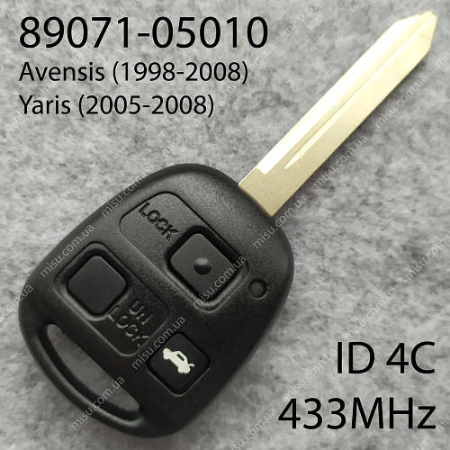Купить Ключ Toyota Corolla, Avensis, Yaris, 89071-05010, 4C 433MHz ...