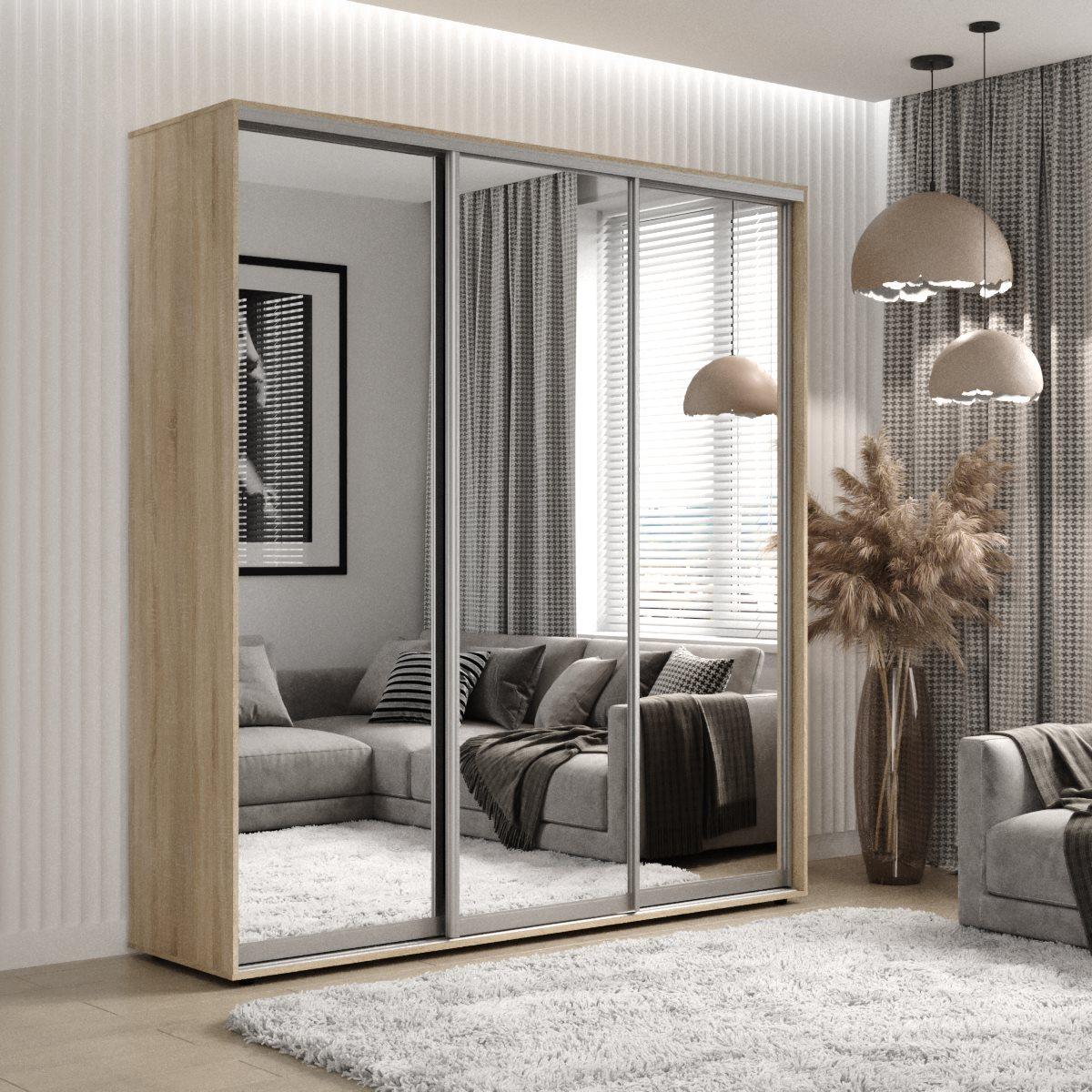 Шкаф-купе Трехдверный Viant 6-1 250x45x240 Зеркало Дуб Сонома — Купить ...