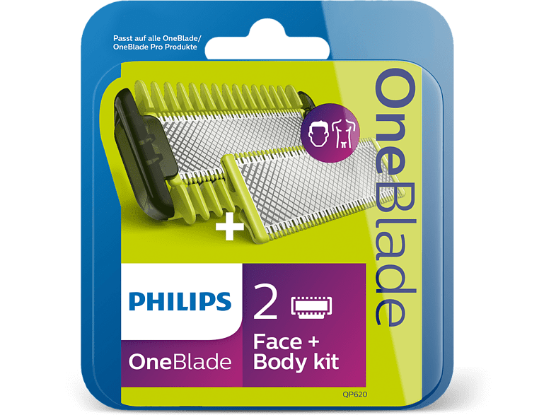 Купить Сменные лезвия Philips OneBlade Face + Body Kit QP620/50 2шт ...