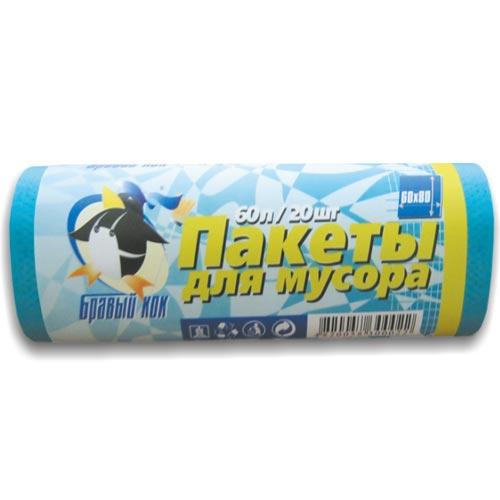 Мусорный Пакет 60 Литров (20шт) Бравый Кок Зеленый (1 Рул) — Купить ...