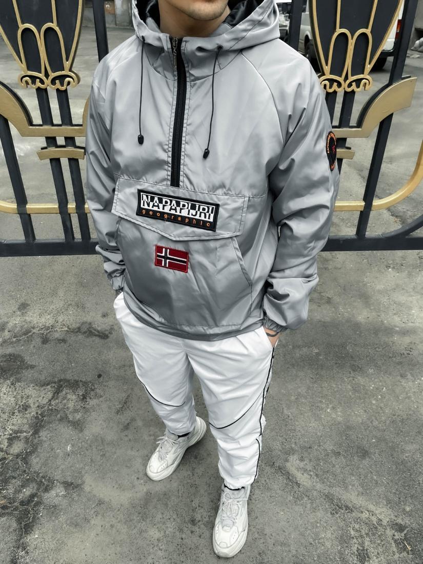 Анорак мужской Напапири Серый весенний анорак Napapijri с капюшоном ...