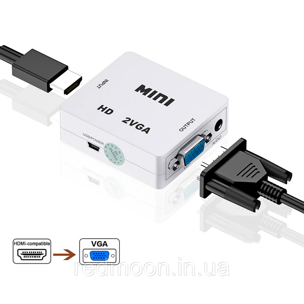Конвертер с HDMI на VGA, со звуком и внешним питанием, 1080Р ...