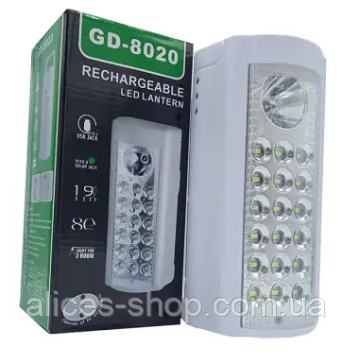 Аварийный Светодиодный Фонарь 19 LED GDLite GD-8020 Переносной Фонарь с Power Bank 4000 МАЧ,AS ...