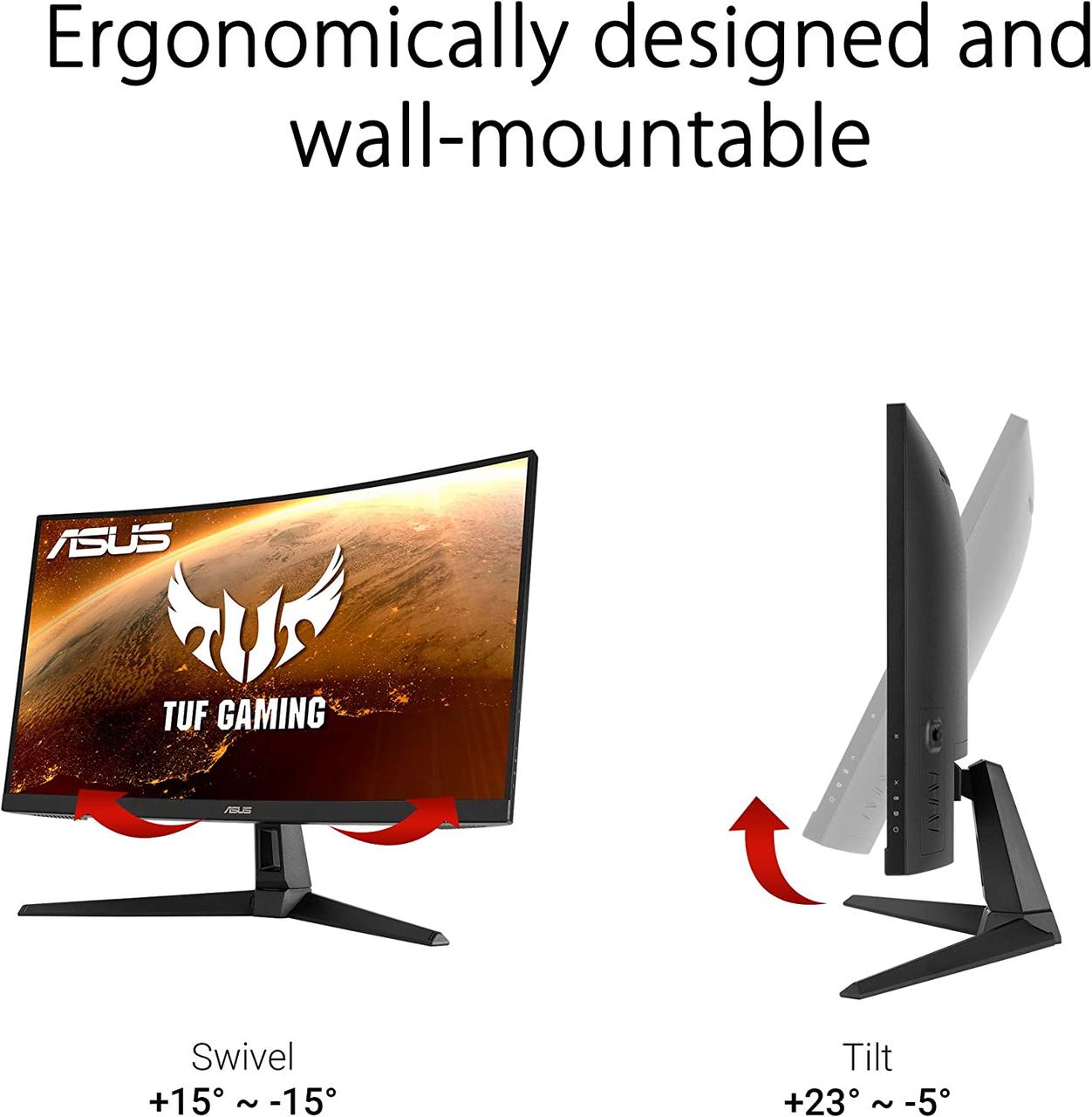 Купить 27-дюймовый изогнутый монитор ASUS TUF Gaming VG27VH1B, 1080P ...