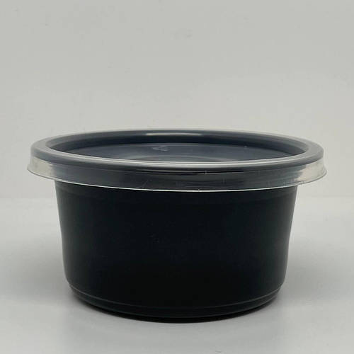Супница с крышкой одноразовая гладкая черная PP d-115 мм 350 мл (ID ...