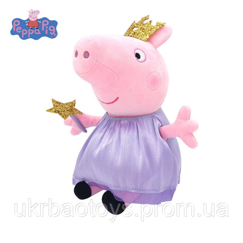 Мягкая Игрушка Свинка Пеппа ( Peppa Pig) в Сиреневом Платье и Короне ...