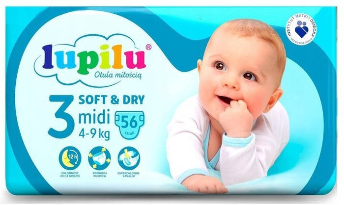 Купити Підгузники Lupilu Soft Dry 3 4 - 9 кг 56 шт, ціна 319 грн - Prom ...