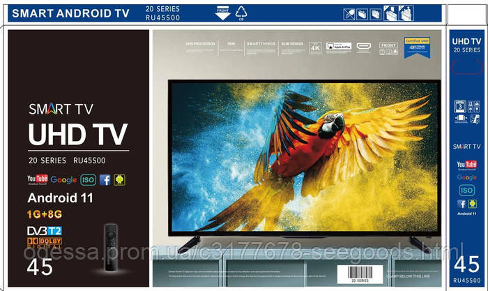Телевизор Смарт 43 дюймов Smart TV T2 UHD 4K Android 13 WiFi T2 (ID ...