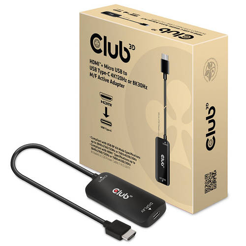 Club 3D адаптер HDMI + Micro USB to USB Typ-C 4K120Hz/8K30Hz (ID ...