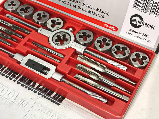 Купить Набор плашек M3-M12 и метчиков M3-M12, 20 ед. INTERTOOL SD-8020, цена 540 грн — Prom.ua ...