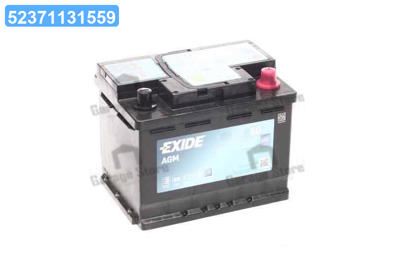 Аккумулятор 60Ah-12v Exide AGM (242х175х190),R,EN680 EK600 — Купить ...