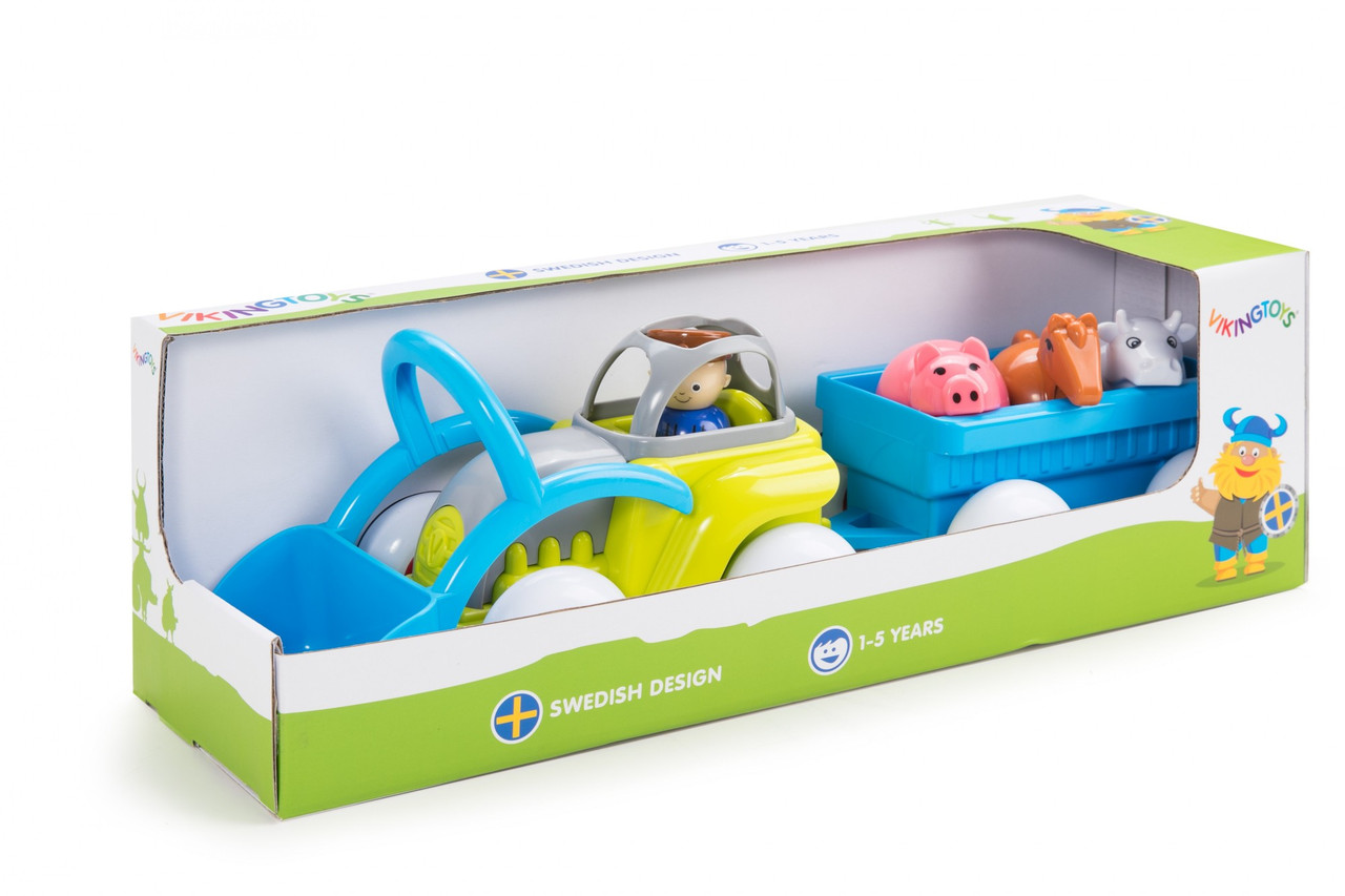 Трактор VIKINGTOYS с Прицепом и Животными с Подарочной Упаковкой 21 См ...