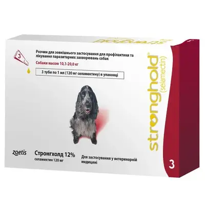 Капли на холку для собак Стронгхолд 12% 1 мл от 10 до 20 кг(от внешних ...