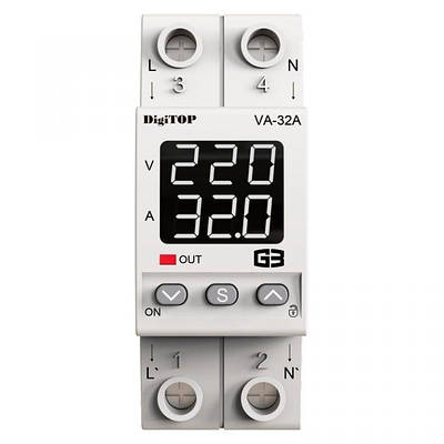 Реле напруги з контролем струму DigiTop VA-32A M2W, ціна: 1442 ...