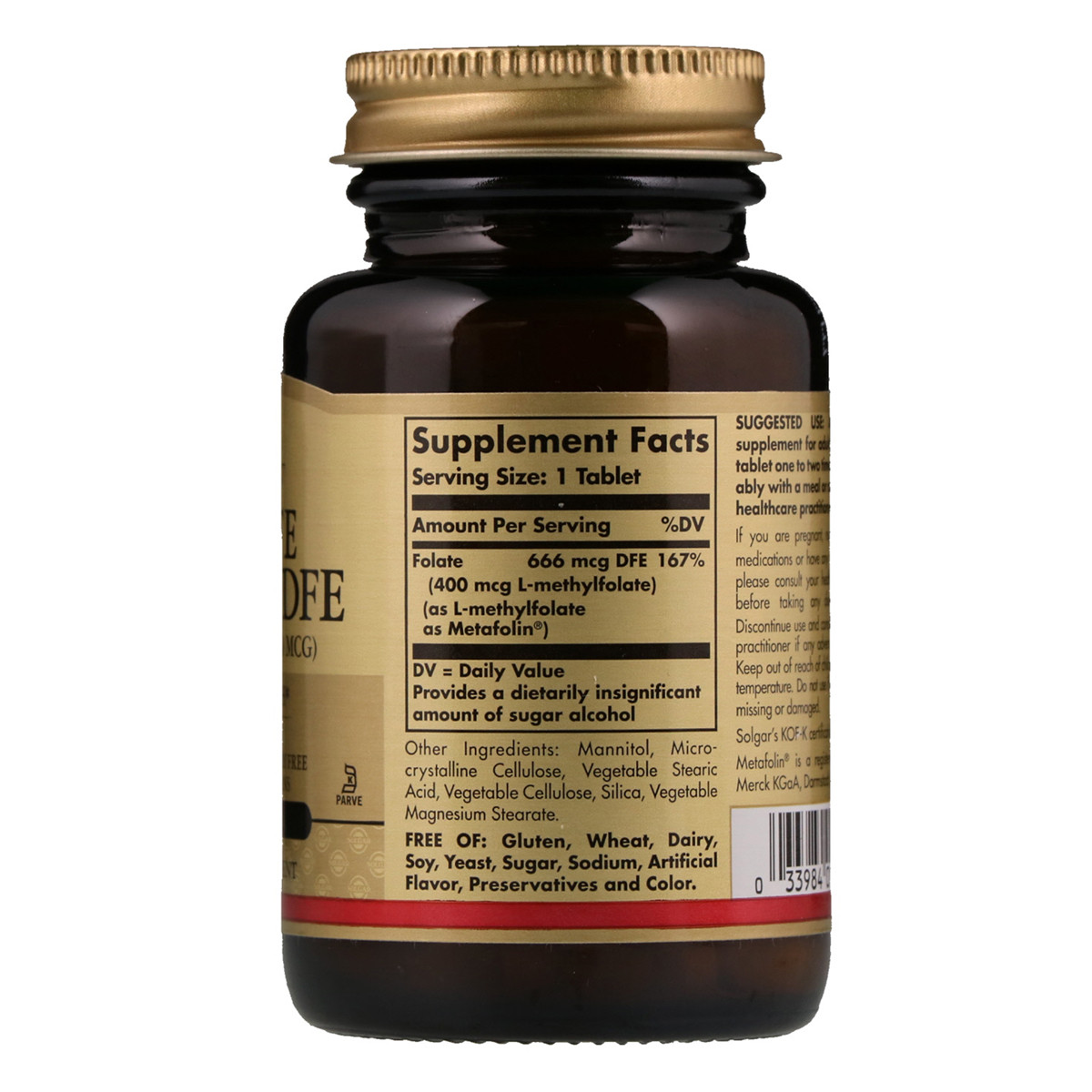 Купити Фолієва кислота В9 метафолін Solgar Metafolin 400 мкг 100 ...