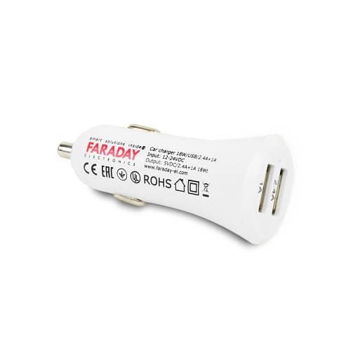Купить Автомобильное зарядное устройство Faraday Electronics 18 Вт USB CAR с 2 USB выходами 2.4 ...